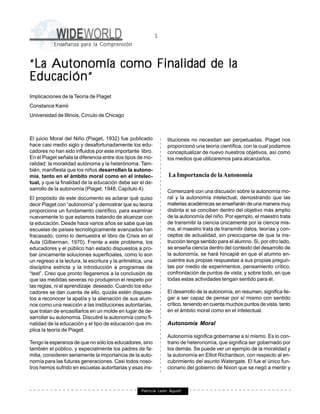 Autonomía como finalidda de la educación | PDF