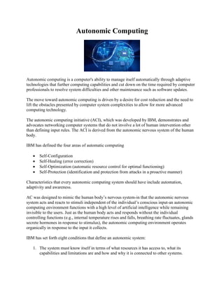 Autonomic Computing | PDF