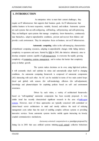 Autonomic computing seminar documentation | DOCX