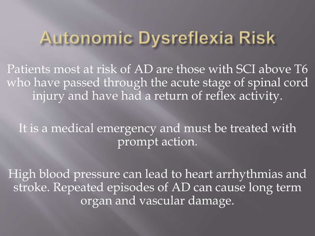 Autonomic dysreflexia in spinal cord injury | PPTX | First Aid | Injuries
