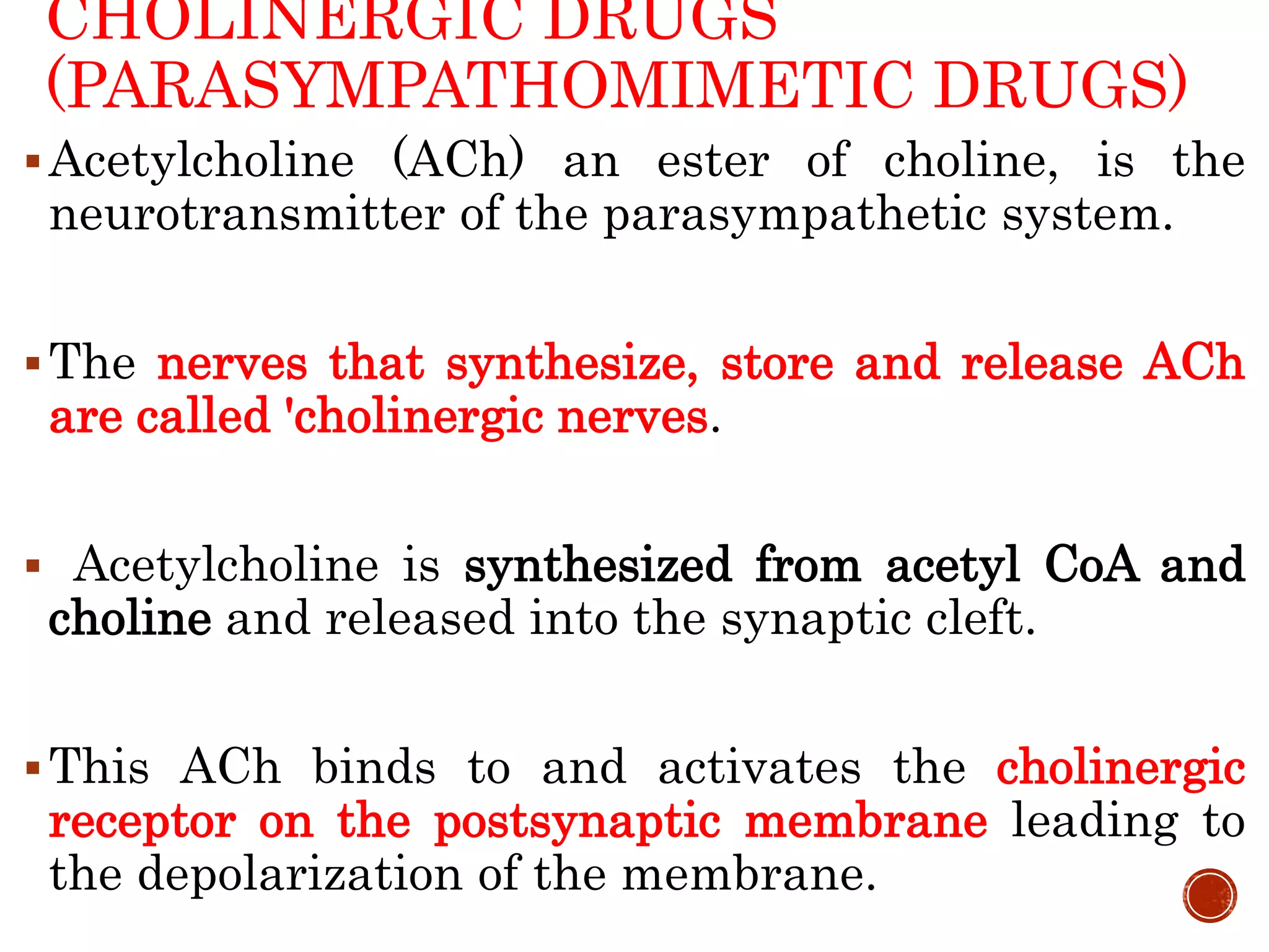 Autonomic nervous system introduction and cholinergic system | PPTX