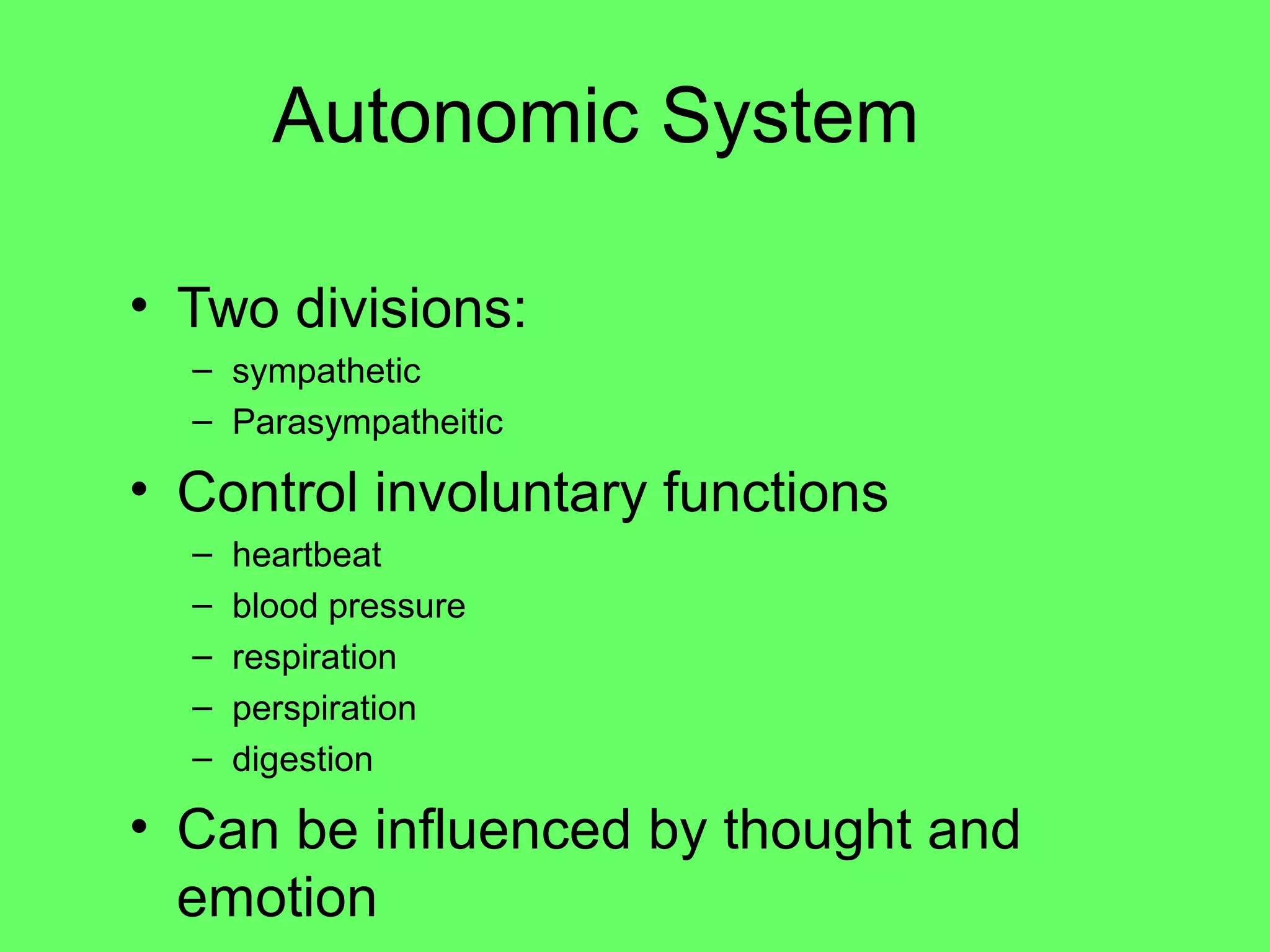 Autonomic nervous system Physiology | PPT