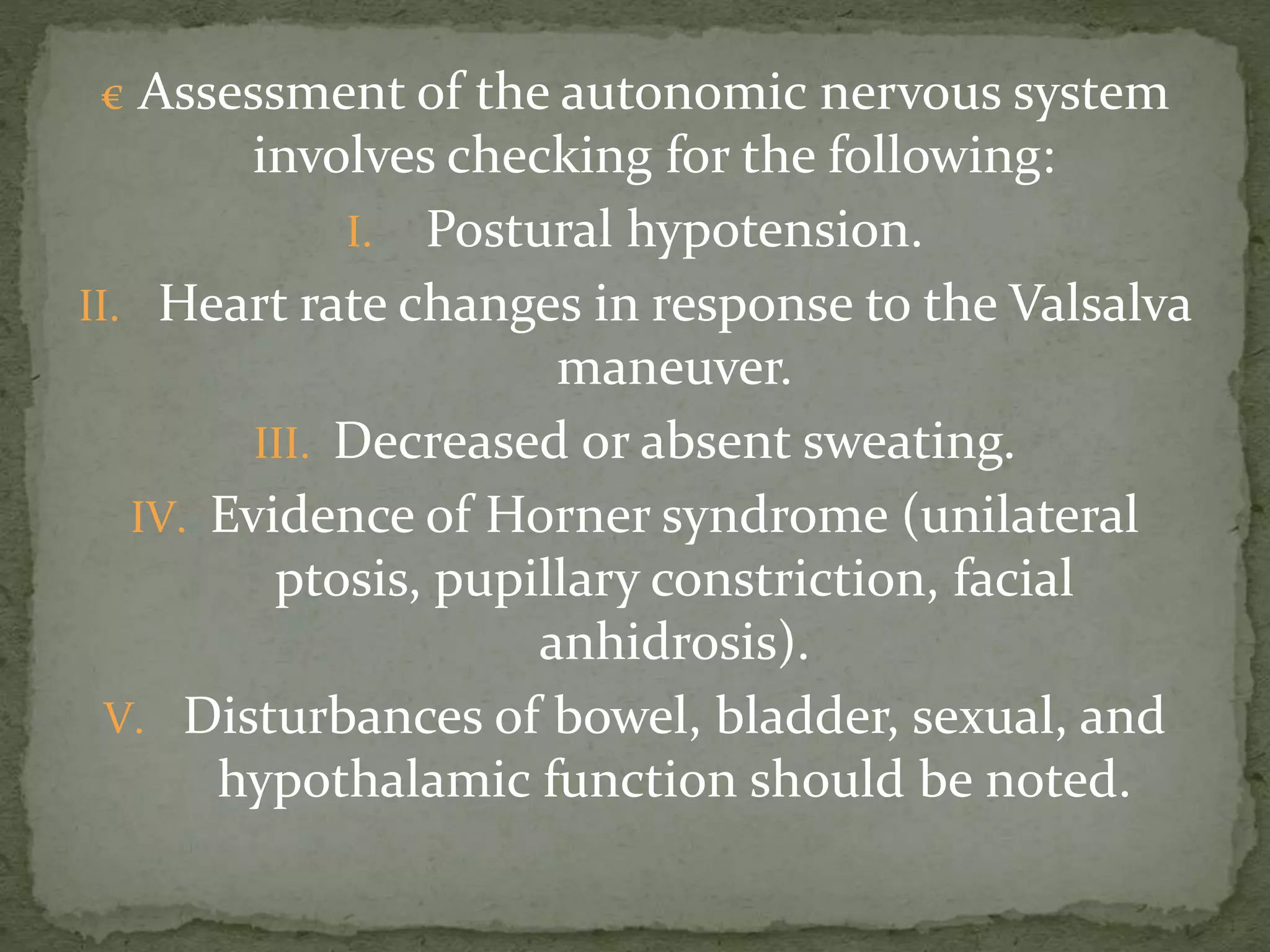 Autonomic Nervous System Its Examination And Lesions Pptx