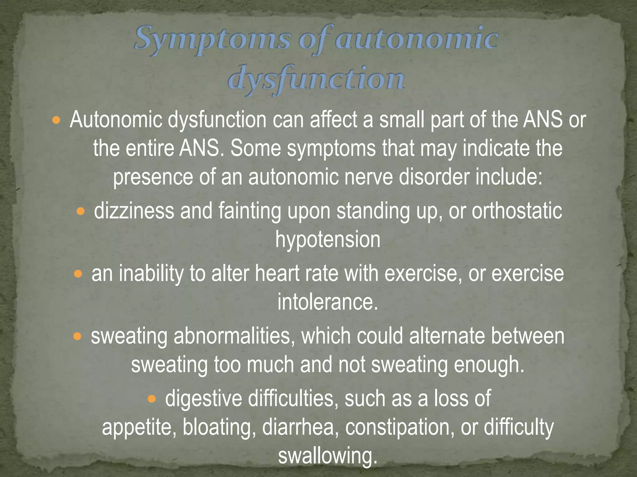 Autonomic nervous system its examination and lesions. | PPTX