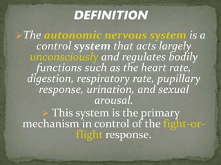 Autonomic nervous system its examination and lesions. | PPTX