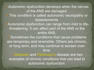 Autonomic nervous system its examination and lesions. | PPTX
