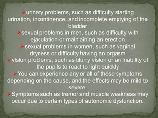 Autonomic nervous system its examination and lesions. | PPTX