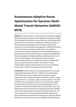 Autonomous Adaptive Route Optimization for Dynamic Multi-Modal Transit ...