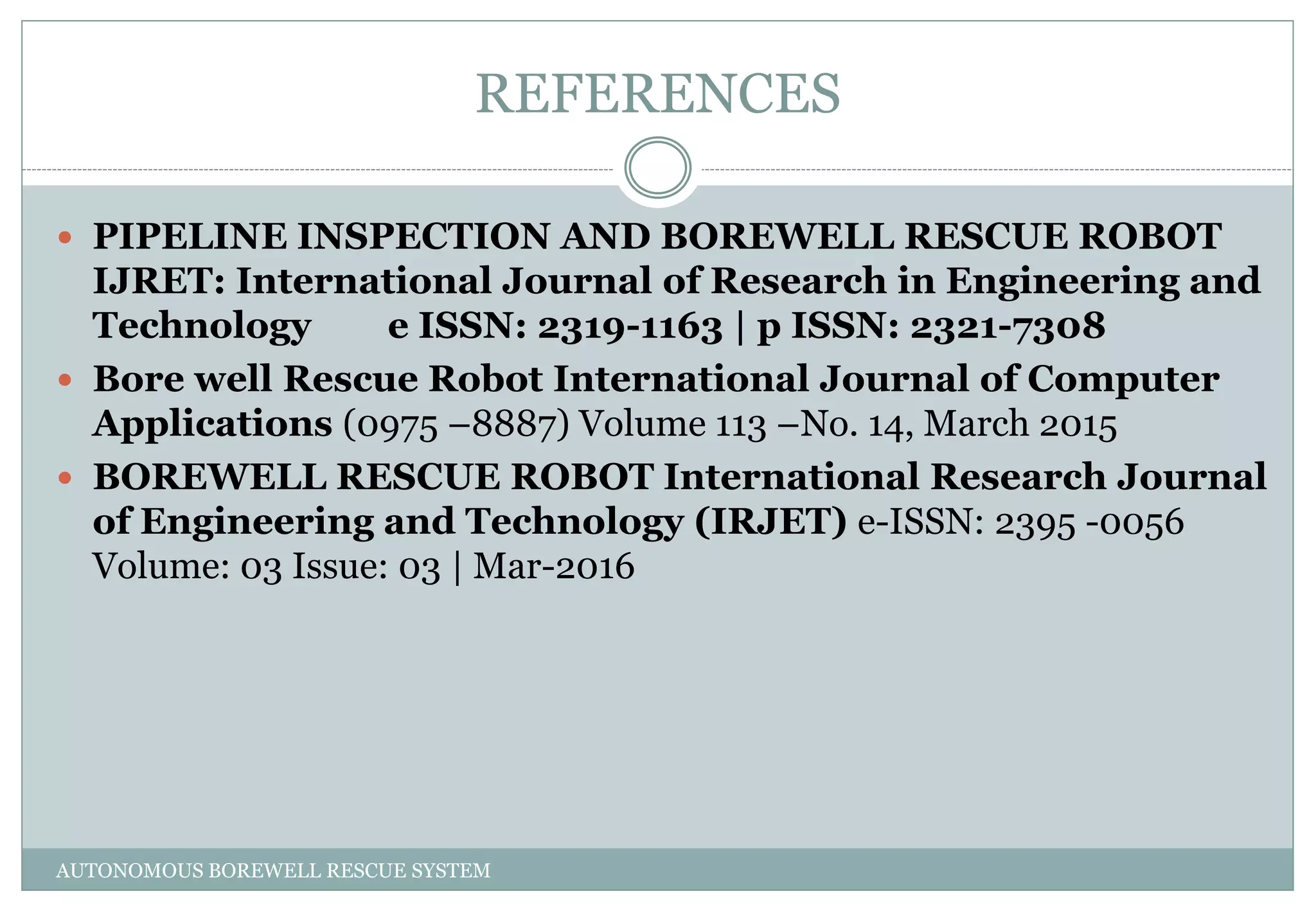 Autonomous borewell rescue system | PDF