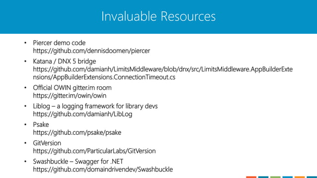 Building autonomous components with OWIN, PSake, NuGet, GitVersion and Swagger | PPT