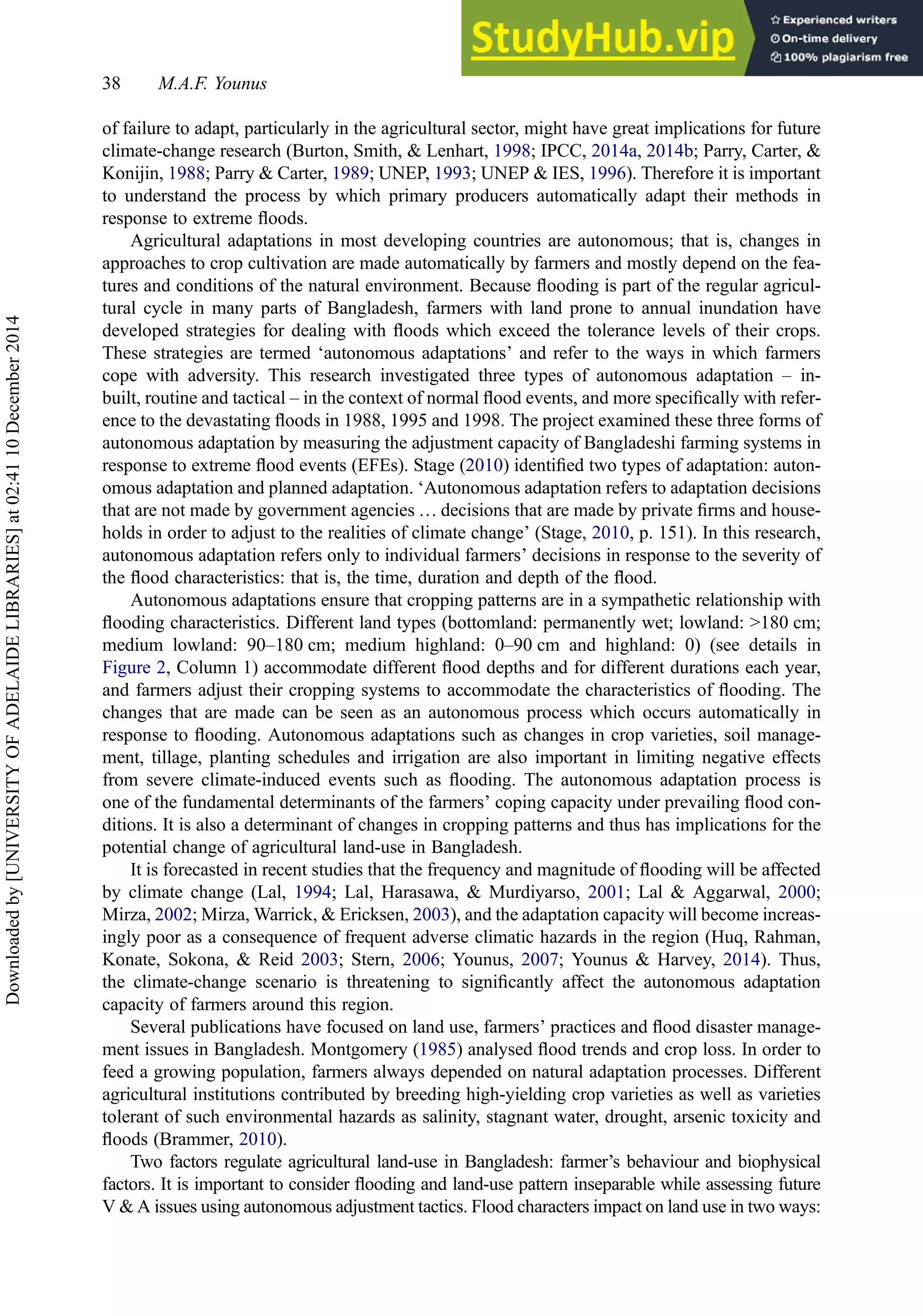 Autonomous Crop Adaptation Processes To Extreme Floods A Case Study In ...