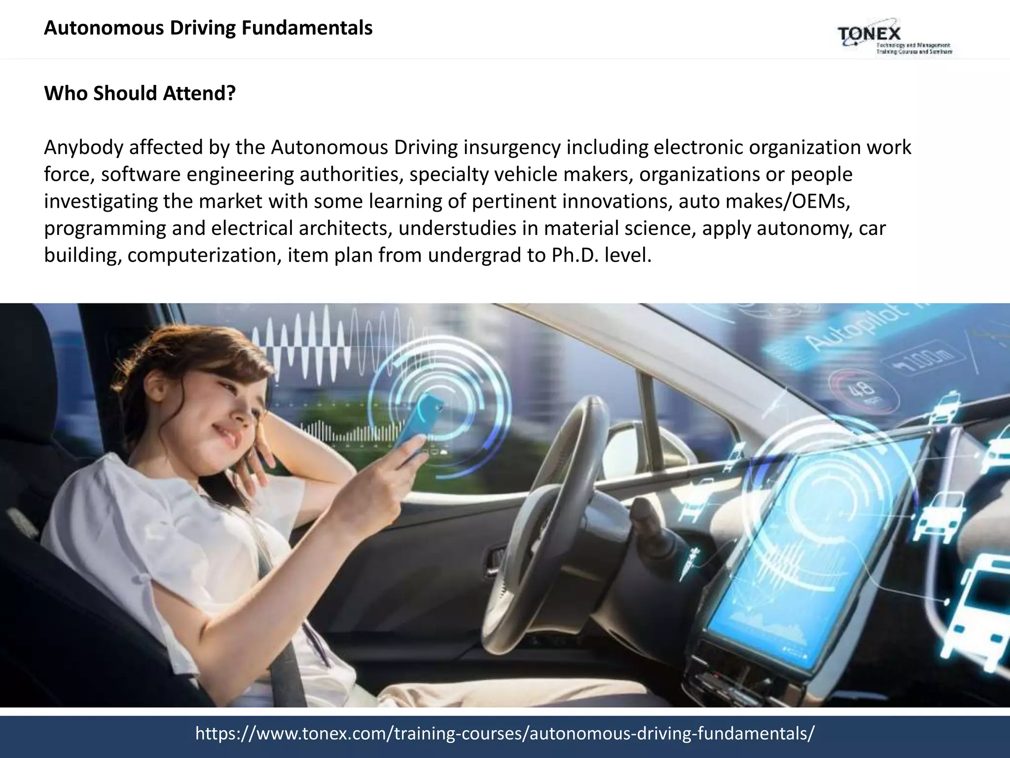 Autonomous driving fundamentals, training, courses on Tonex | PPTX