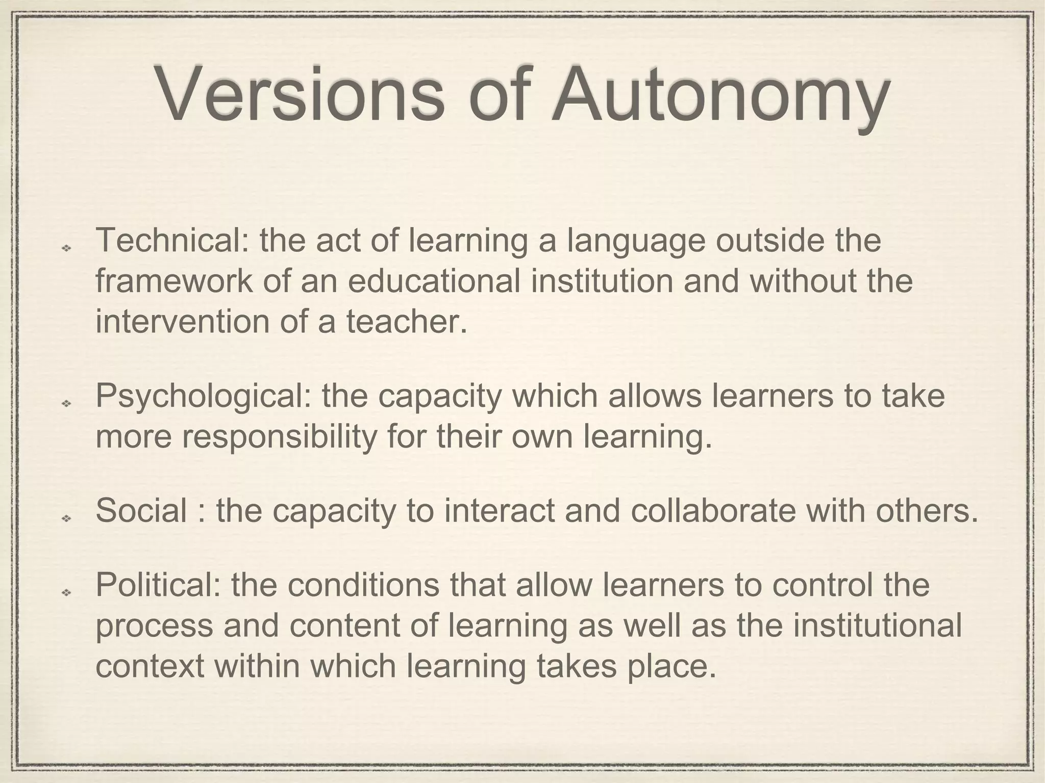 Autonomous learner | PPTX