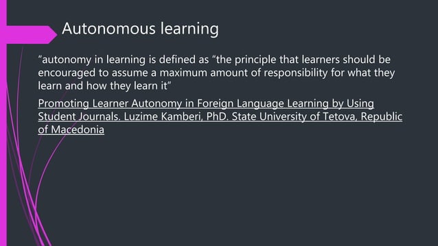 Autonomous learning | PPT