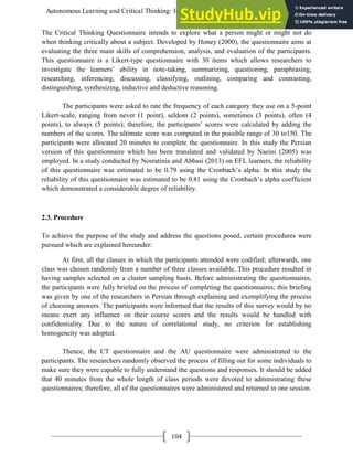 Autonomous Learning And Critical Thinking Inspecting The Association ...