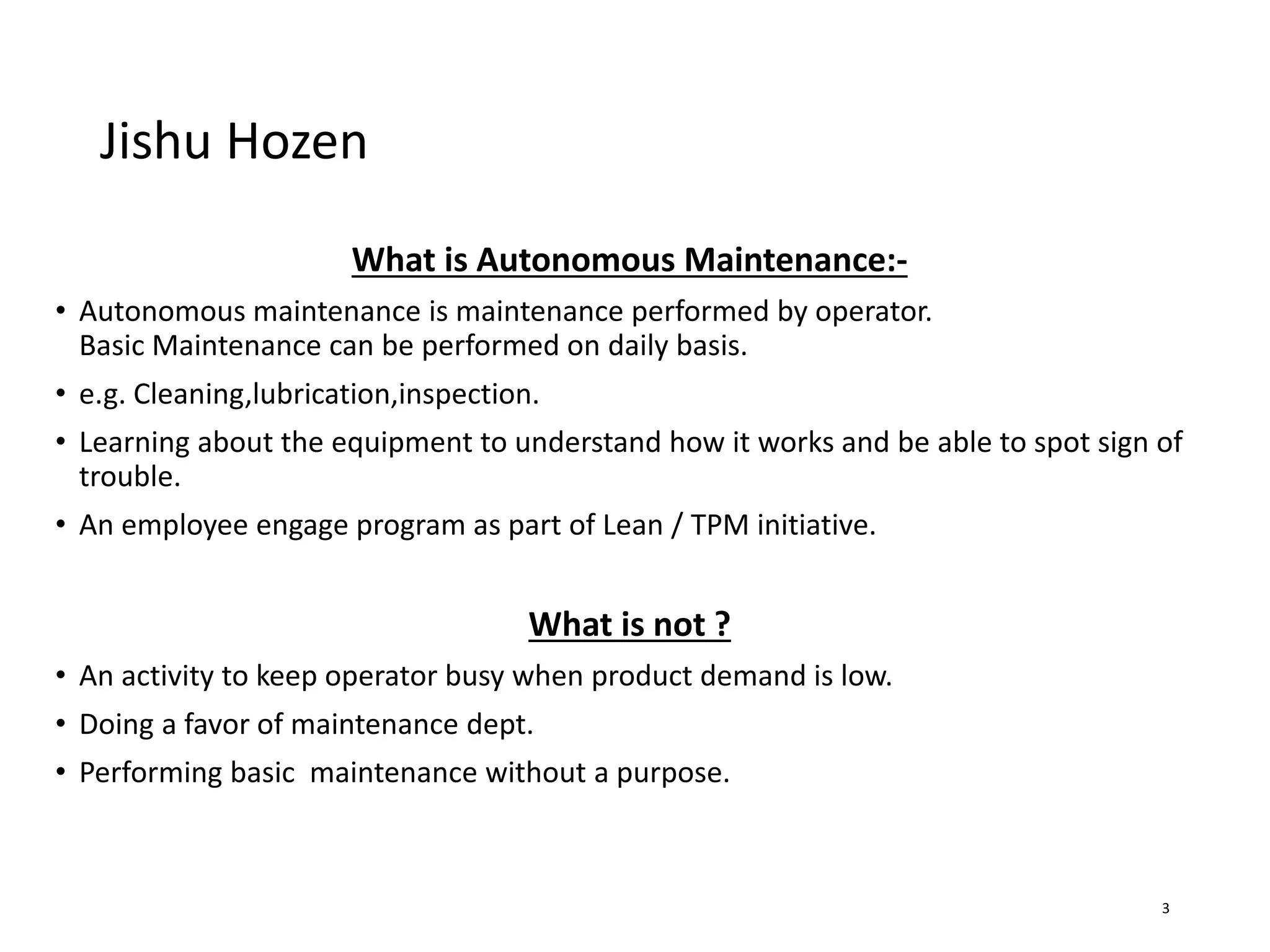 Autonomous maintenance Jishu Hozen | PPTX