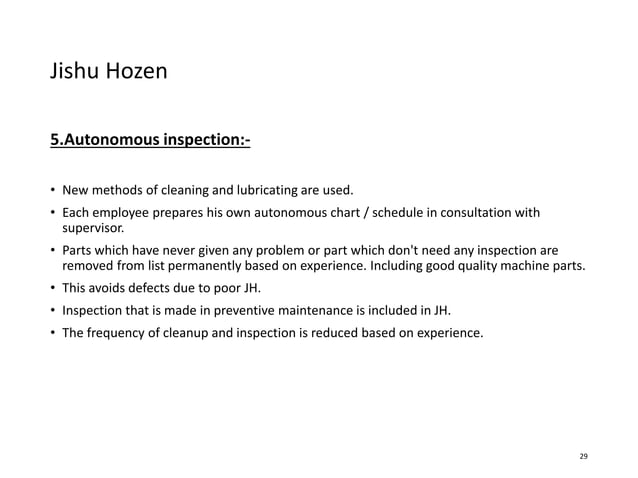 Autonomous maintenance Jishu Hozen | PPTX | Indoor Environmental ...