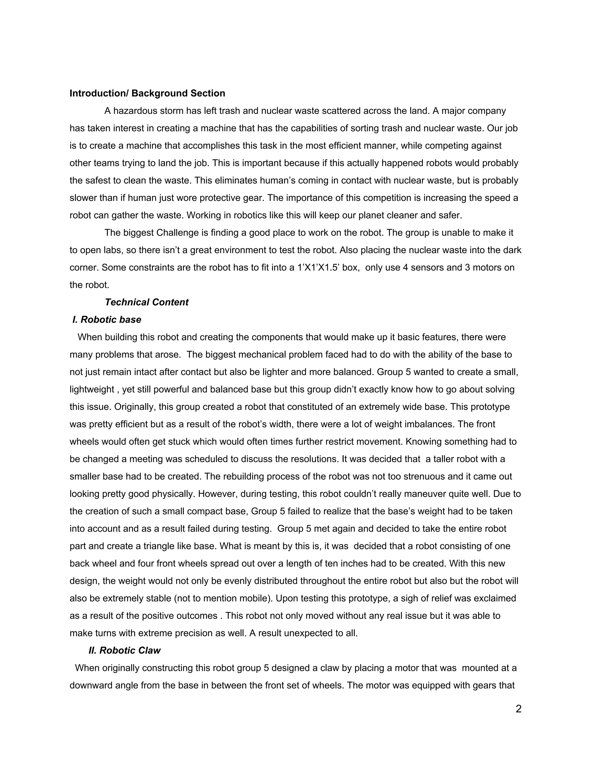 Autonomous robotics module final project report | PDF | Robotics ...