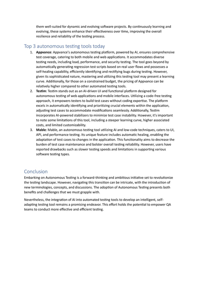 Autonomous Testing Tools.pdf | Technology Industry | Industries