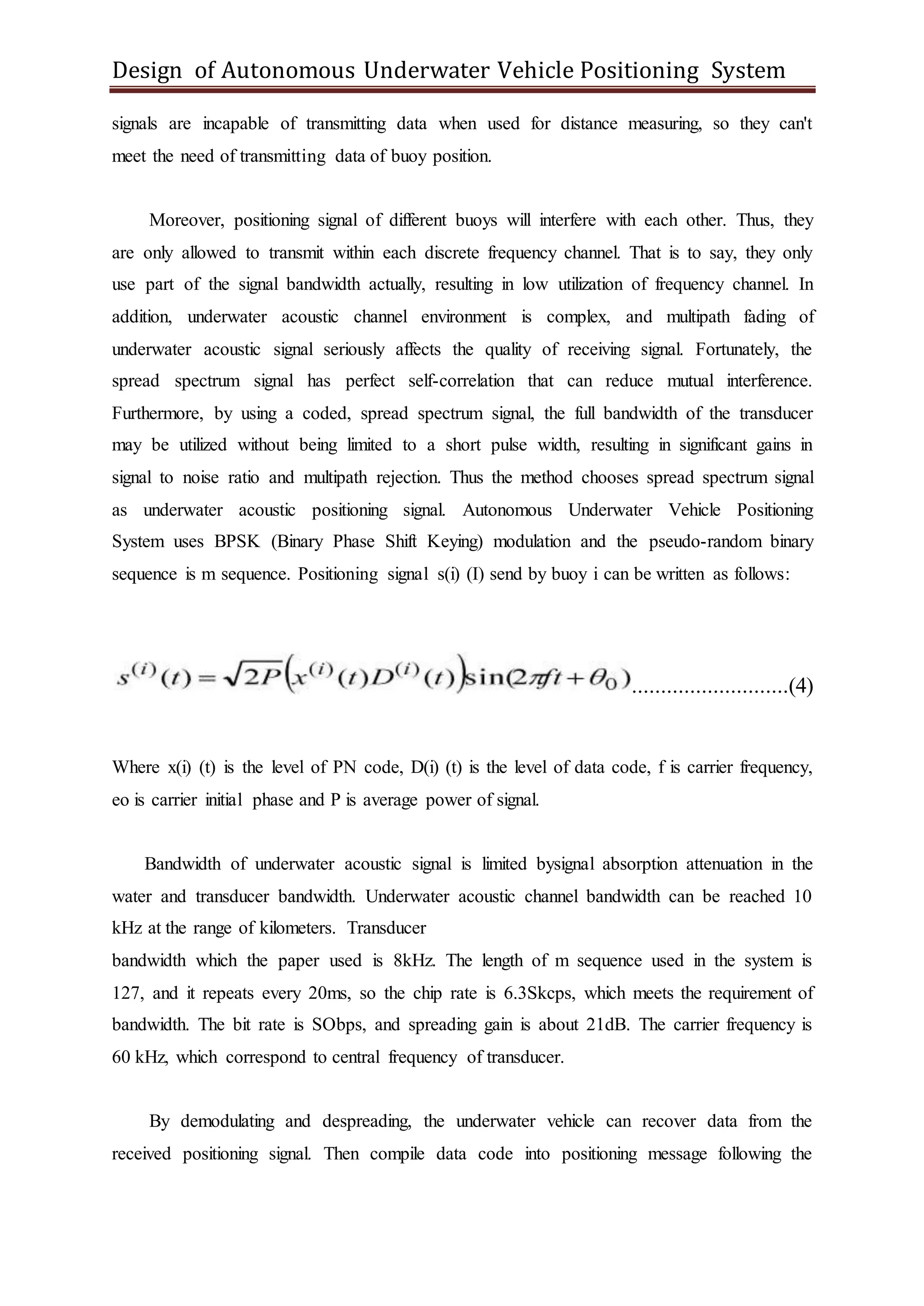 Autonomous underwater vehicle positioning system(Project IEEE) | DOCX ...