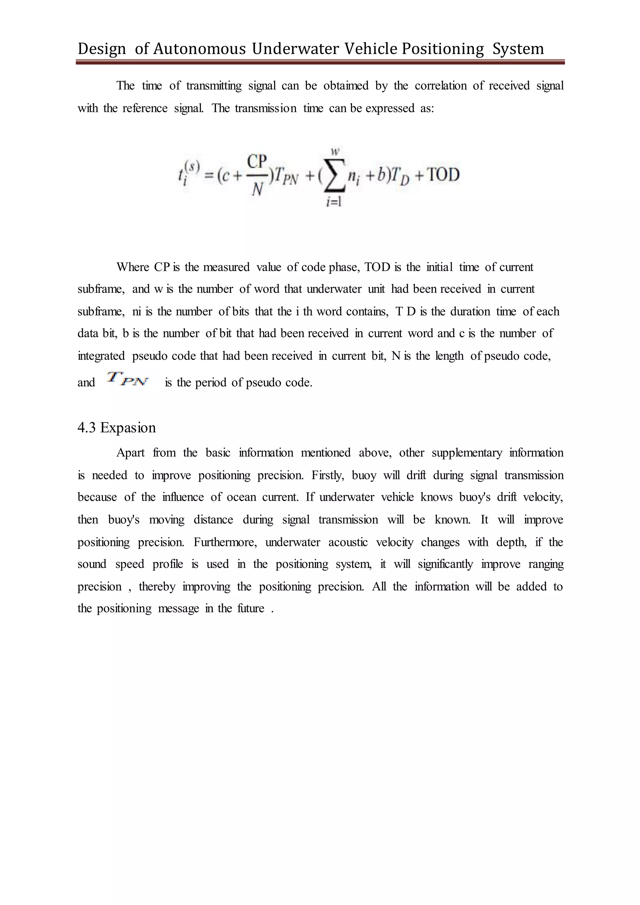 Autonomous underwater vehicle positioning system(Project IEEE) | DOCX ...