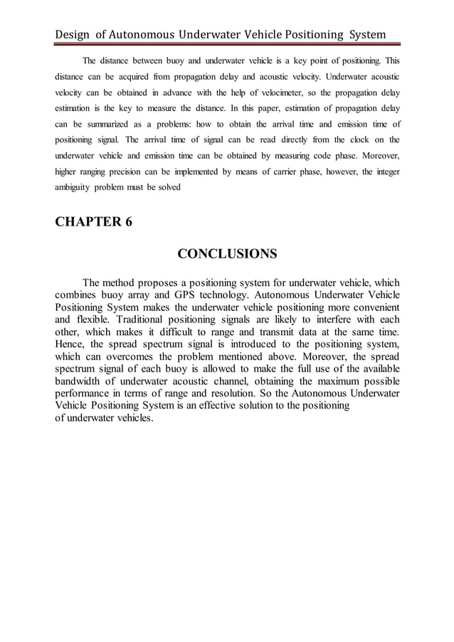 Autonomous underwater vehicle positioning system(Project IEEE) | DOCX ...