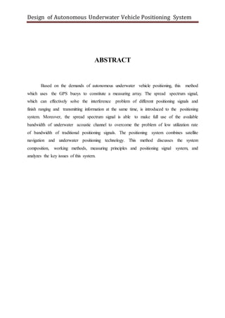 Autonomous underwater vehicle positioning system(Project IEEE) | DOCX ...