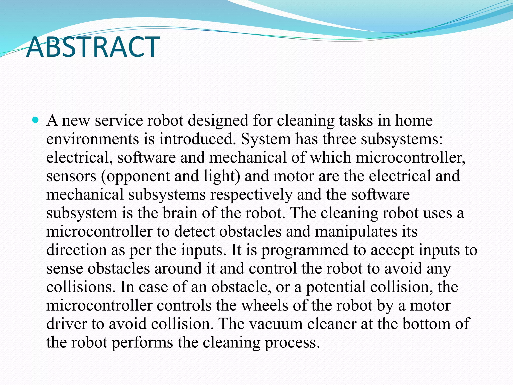 Autonomous vacuum cleaning robot | PPTX