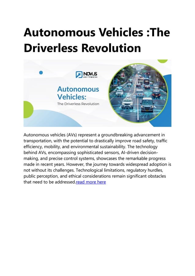 Autonomous Vehicles :The Driverless Revolution | PDF