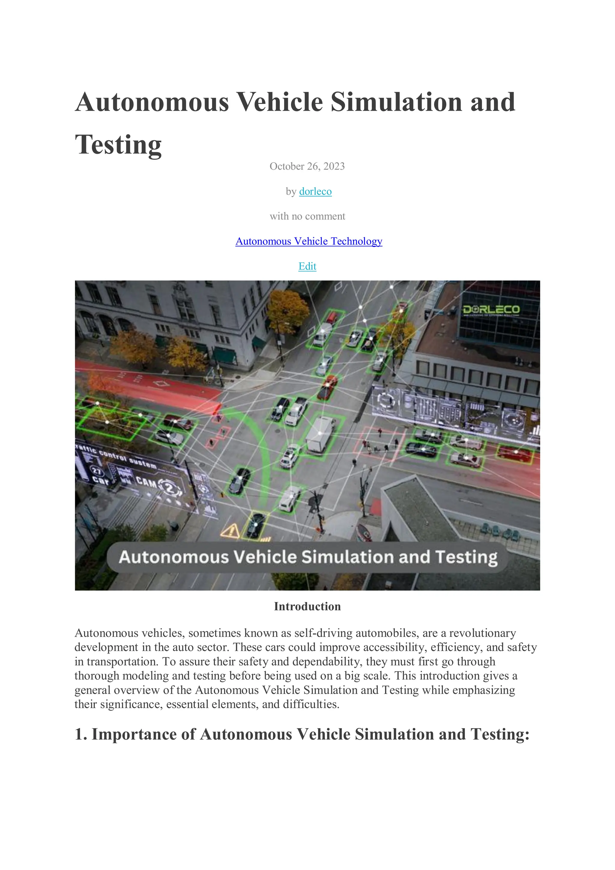 Autonomous Vehicle Simulation and Testing .pdf | Racing Video Games ...