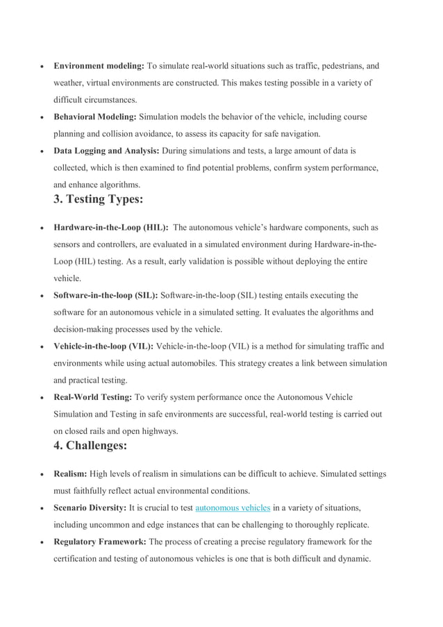 Autonomous Vehicle Simulation And Testing Pdf Racing Video Games