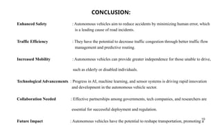 Autonomous Vehicles - A small presentation | PPTX