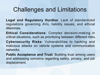 autonomous vehicle technology in information Technology | PPT