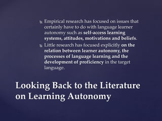 Learner Autonomy | PPTX | Workshops and Classes | Hobbies & Interests