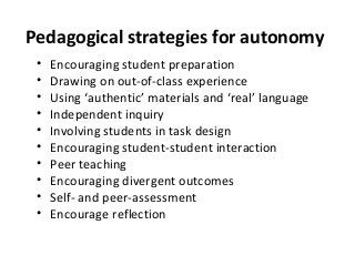 Teachers' perspectives on autonomy | PPT
