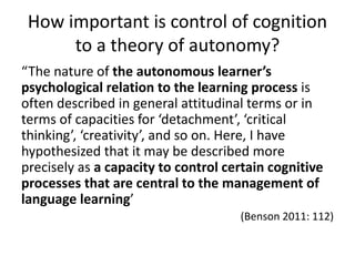 Autonomy and the brain