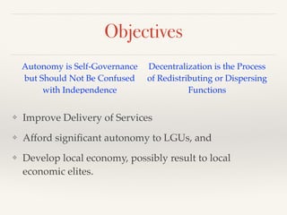 Autonomy decentralization and governance | PPT