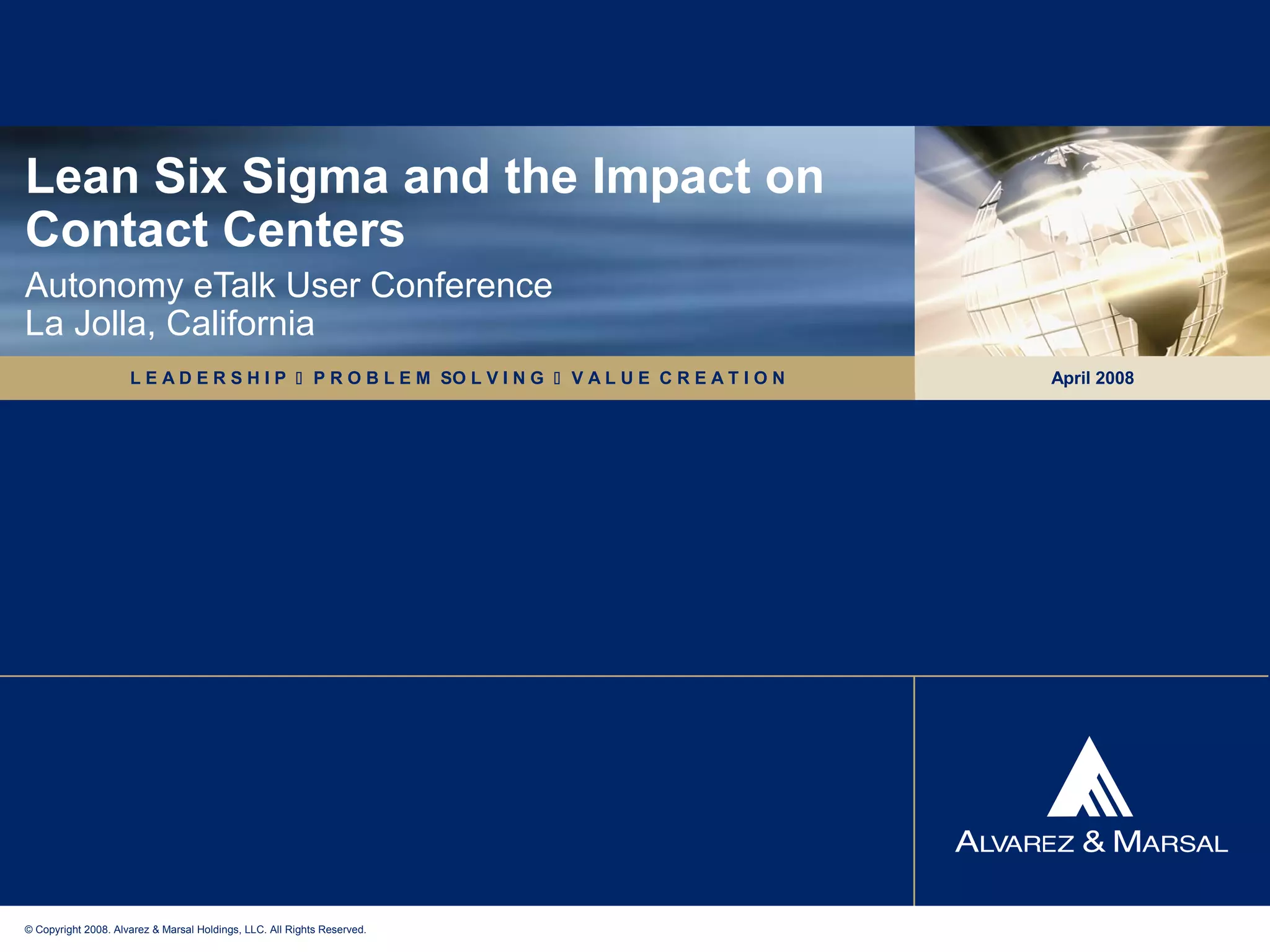 The Role of Lean Six Sigma in Contact Centers | PPT