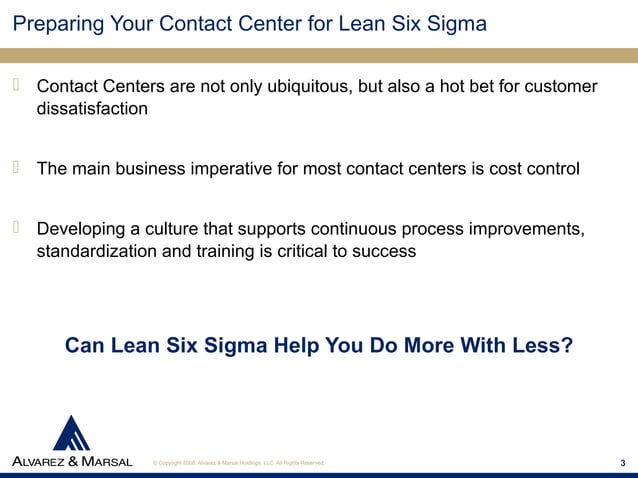 The Role of Lean Six Sigma in Contact Centers | PPT | Phone Services ...