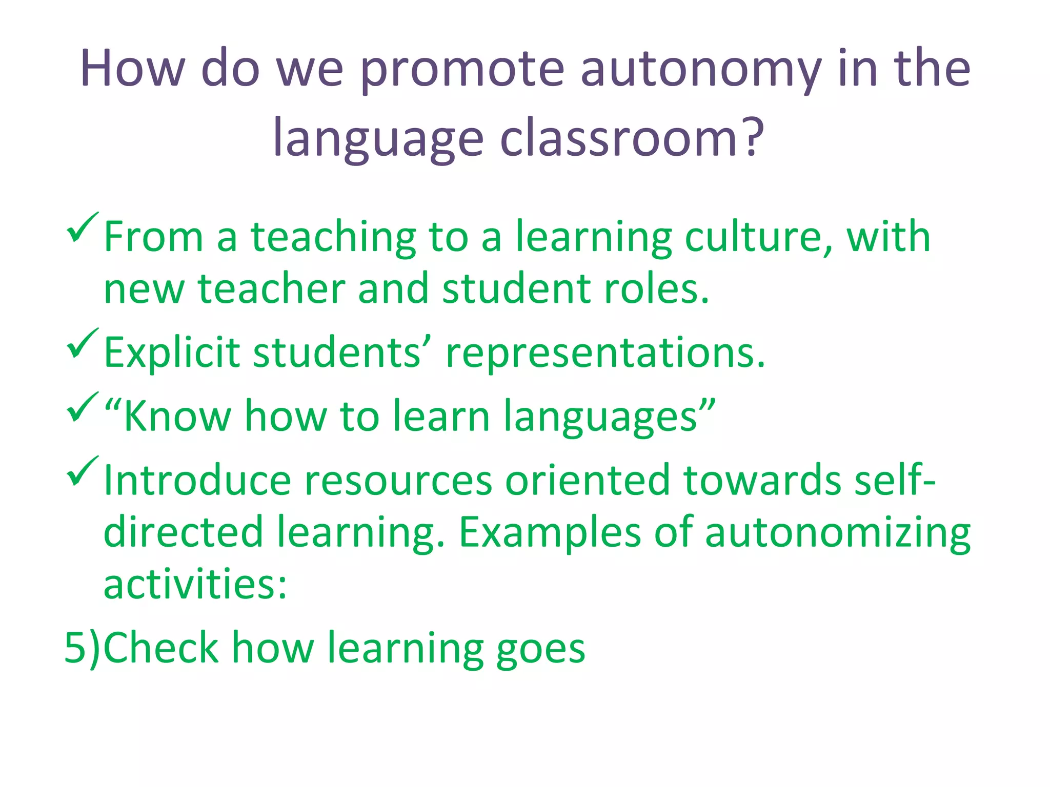 Autonomy in language learning | PPT