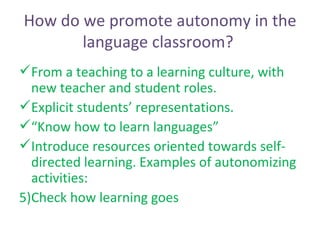 Autonomy in language learning | PPT