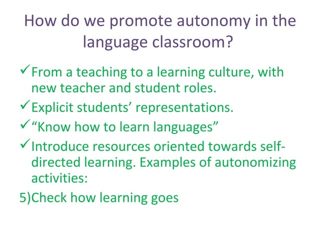 Autonomy in language learning | PPT