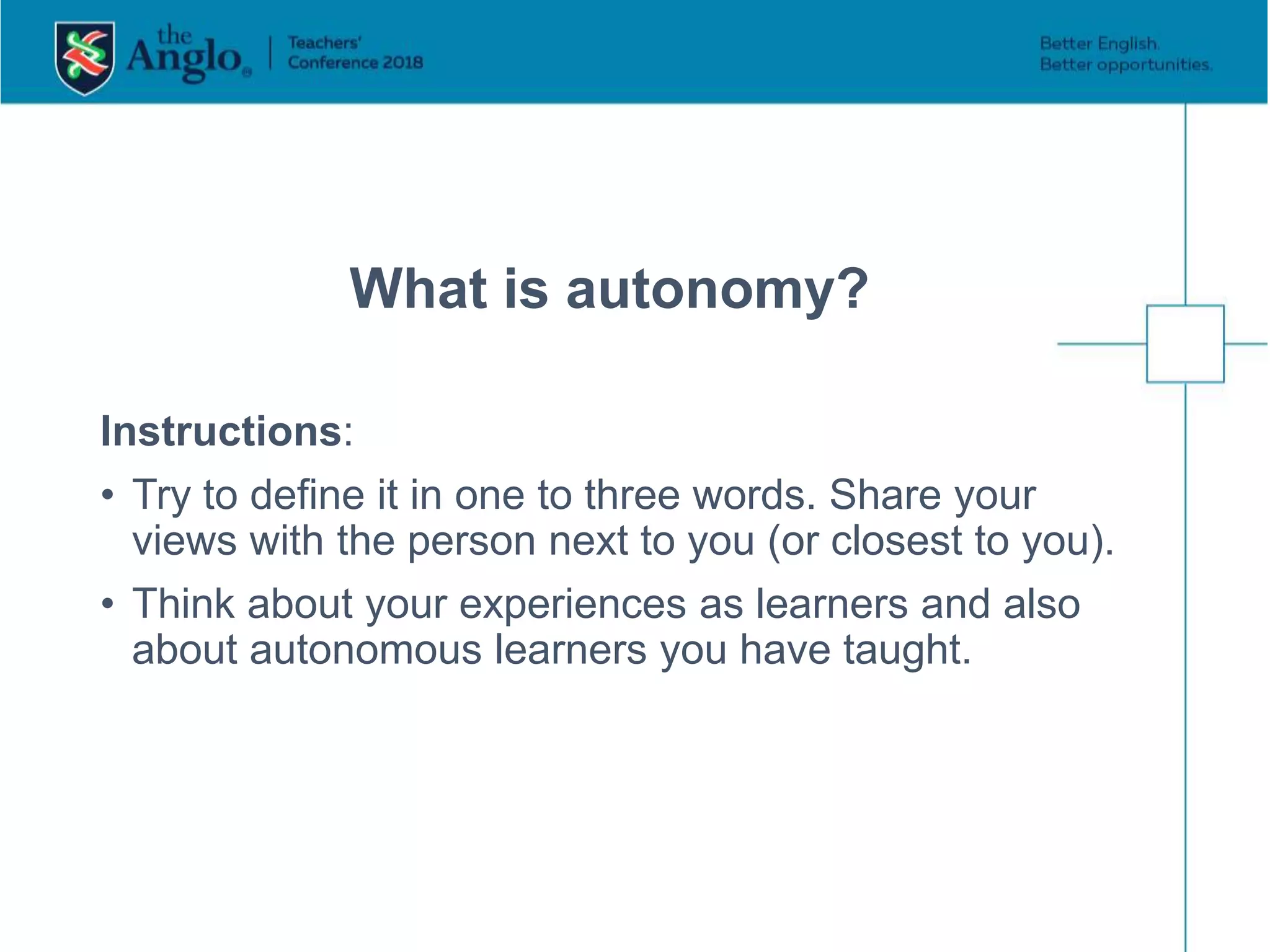 Autonomy in the classroom | PPT