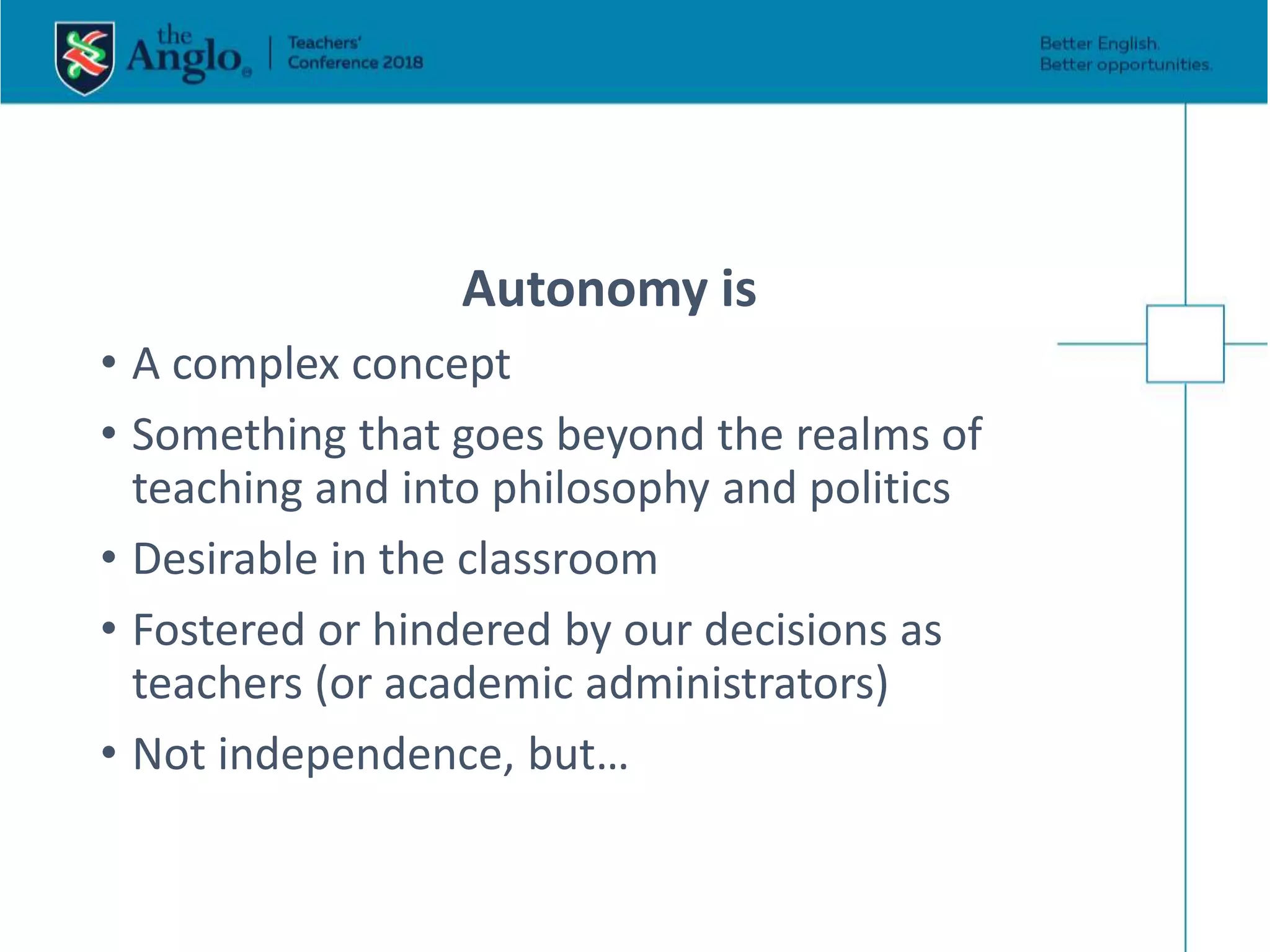 Autonomy in the classroom | PPT