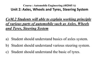 Automobile Engineering Course objective | PPTX