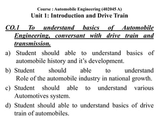 Automobile Engineering Course objective | PPTX
