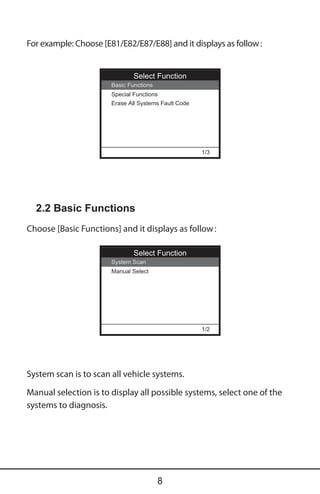 Autophix es910 bmw mini scanner user manual | PDF