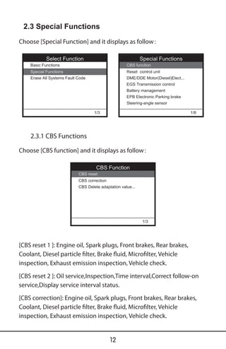 Autophix es910 bmw mini scanner user manual | PDF