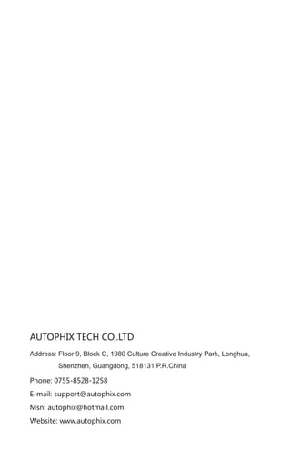Autophix es910 bmw mini scanner user manual | PDF