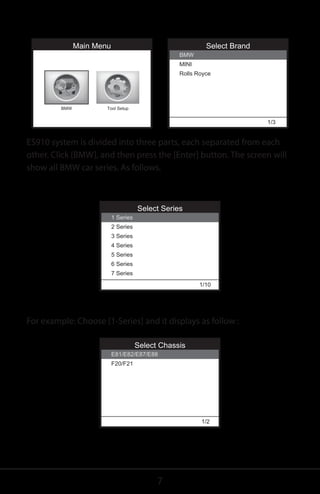 Autophix es910 bmw mini scanner user manual | PDF